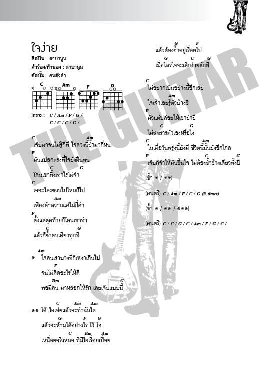 ใจง่าย : Labanoon (คอร์ดเพลง) – The Guitar Mag