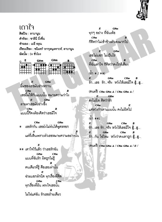 เดาใจ : Labanoon (คอร์ดเพลง) - The Guitar Mag