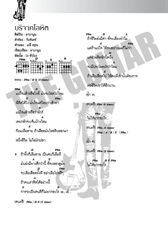 บริจาคโลหิต : Labanoon (คอร์ดเพลง) - The Guitar Mag