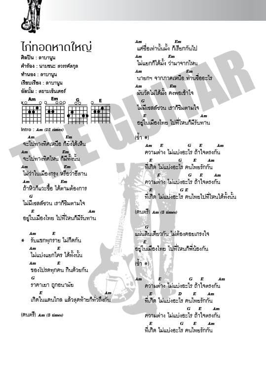 ไก่ทอดหาดใหญ่ : Labanoon (คอร์ดเพลง) – The Guitar Mag