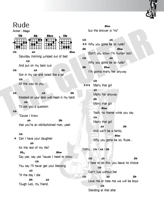 Rude : Magic (คอร์ดเพลง) – The Guitar Mag