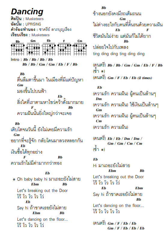 คอร์ดเพลง Dancing : Musketeers - The Guitar Mag